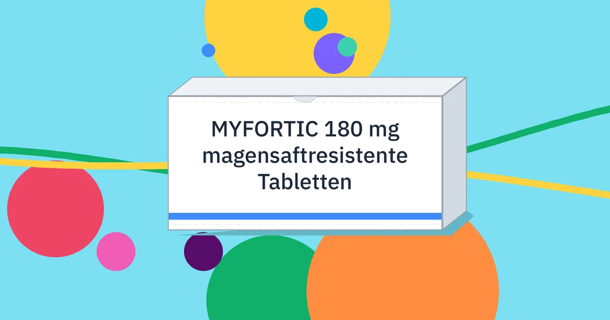 Symbolbild: Packung mit der Aufschrift MYFORTIC 180 mg magensaftresistente Tabletten (PZN 17445806) – Verfügbarkeit und Bezug in Apotheken in Frankfurt am Main