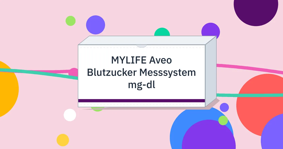 Symbolbild: Packung mit der Aufschrift MYLIFE Aveo Blutzucker Messsystem mg-dl (PZN 18054580) – Verfügbarkeit und Bezug in Apotheken in Frankfurt am Main