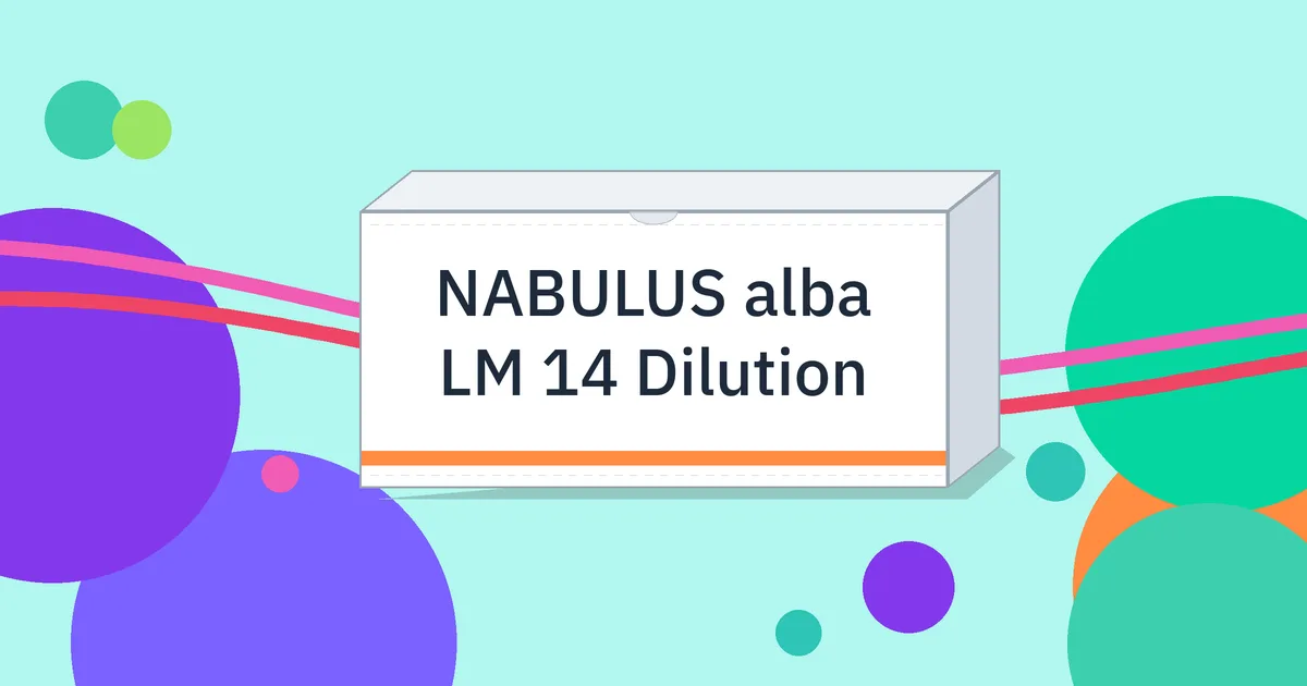 Symbolbild: Packung mit der Aufschrift NABULUS alba LM 14 Dilution (PZN 13615393) – Verfügbarkeit und Bezug in Apotheken in Frankfurt am Main