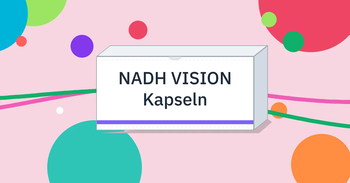 Symbolbild: Packung mit der Aufschrift NADH VISION Kapseln (PZN 10039888) – Verfügbarkeit und Bezug in Apotheken in Frankfurt am Main