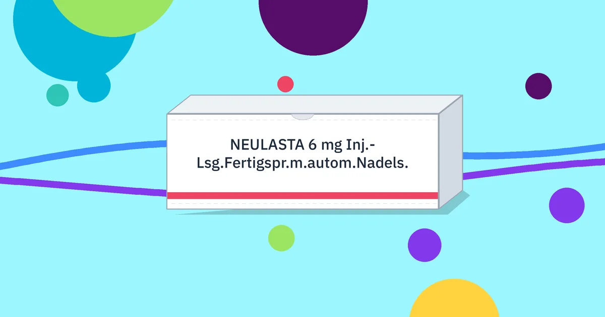 Symbolbild: Packung mit der Aufschrift NEULASTA 6 mg Inj.-Lsg.Fertigspr.m.autom.Nadels. (PZN 19626713) – Verfügbarkeit und Bezug in Apotheken in Frankfurt am Main