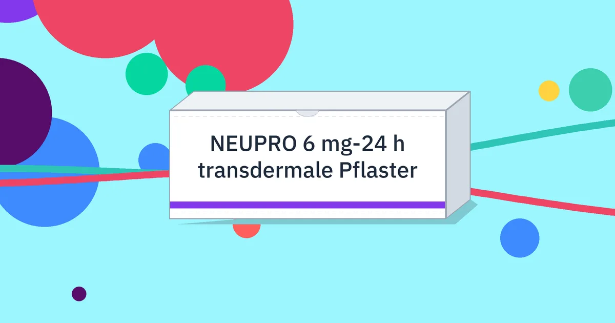 Symbolbild: Packung mit der Aufschrift NEUPRO 6 mg-24 h transdermale Pflaster (PZN 19228527) – Verfügbarkeit und Bezug in Apotheken in Frankfurt am Main