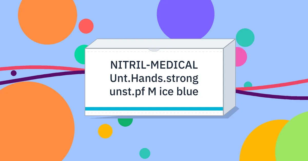 Symbolbild: Packung mit der Aufschrift NITRIL-MEDICAL Unt.Hands.strong unst.pf M ice blue (PZN 18790178) – Verfügbarkeit und Bezug in Apotheken in Frankfurt am Main