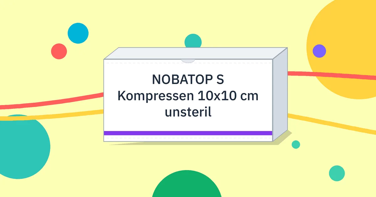 Symbolbild: Packung mit der Aufschrift NOBATOP S Kompressen 10x10 cm unsteril (PZN 00748997) – Verfügbarkeit und Bezug in Apotheken in Frankfurt am Main