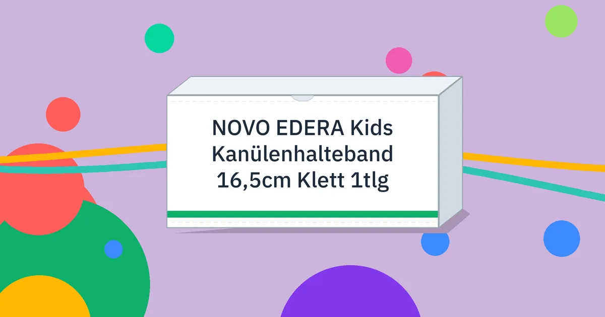 Symbolbild: Packung mit der Aufschrift NOVO EDERA Kids Kanülenhalteband 16,5cm Klett 1tlg (PZN 18726217) – Verfügbarkeit und Bezug in Apotheken in Frankfurt am Main
