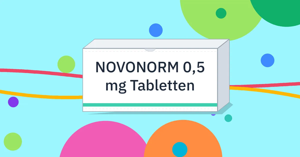 Symbolbild: Packung mit der Aufschrift NOVONORM 0,5 mg Tabletten (PZN 02683457) – Verfügbarkeit und Bezug in Apotheken in Frankfurt am Main