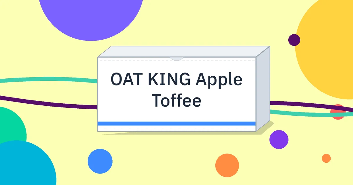 Symbolbild: Packung mit der Aufschrift OAT KING Apple Toffee (PZN 09522243) – Verfügbarkeit und Bezug in Apotheken in Frankfurt am Main