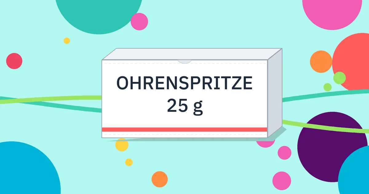 Symbolbild: Packung mit der Aufschrift OHRENSPRITZE 25 g (PZN 08585359) – Verfügbarkeit und Bezug in Apotheken in Frankfurt am Main
