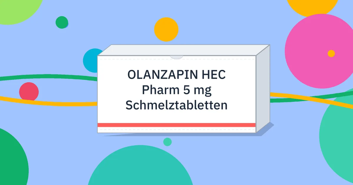 Symbolbild: Packung mit der Aufschrift OLANZAPIN HEC Pharm 5 mg Schmelztabletten (PZN 11883020) – Verfügbarkeit und Bezug in Apotheken in Frankfurt am Main
