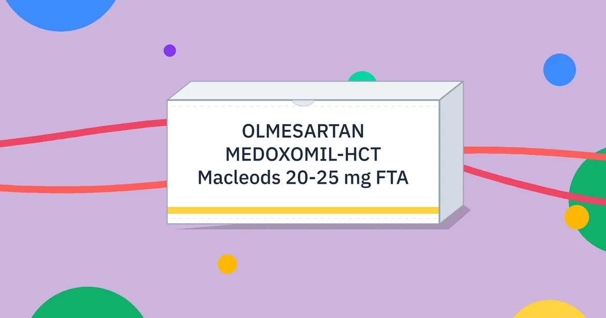 Symbolbild: Packung mit der Aufschrift OLMESARTAN MEDOXOMIL-HCT Macleods 20-25 mg FTA (PZN 20107852) – Verfügbarkeit und Bezug in Apotheken in Frankfurt am Main