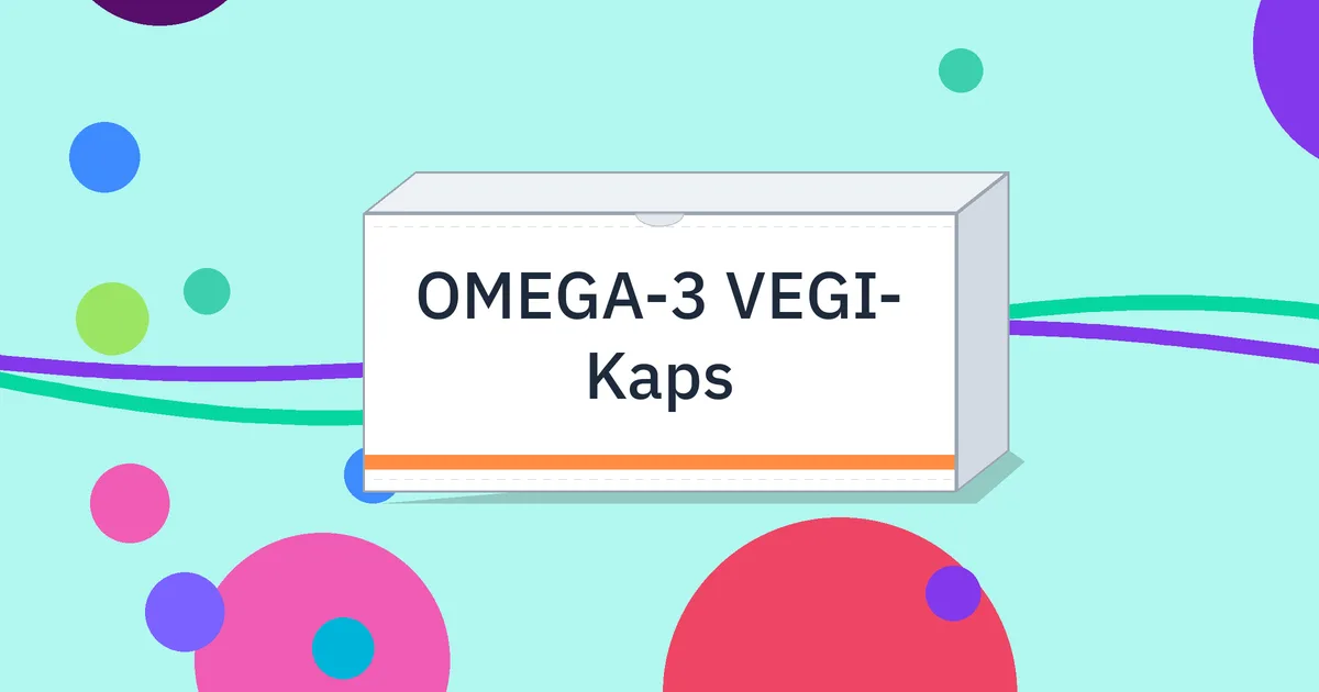 Symbolbild: Packung mit der Aufschrift OMEGA-3 VEGI-Kaps (PZN 06735381) – Verfügbarkeit und Bezug in Apotheken in Frankfurt am Main