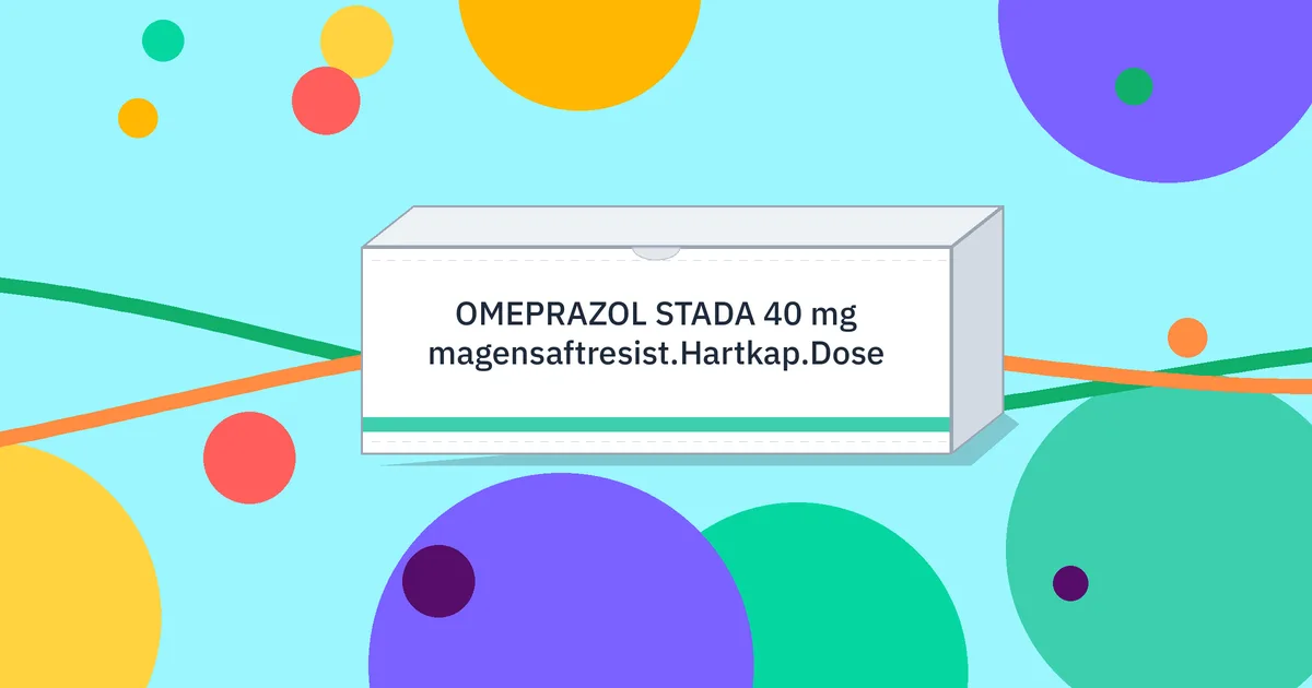 Symbolbild: Packung mit der Aufschrift OMEPRAZOL STADA 40 mg magensaftresist.Hartkap.Dose (PZN 00772872) – Verfügbarkeit und Bezug in Apotheken in Frankfurt am Main