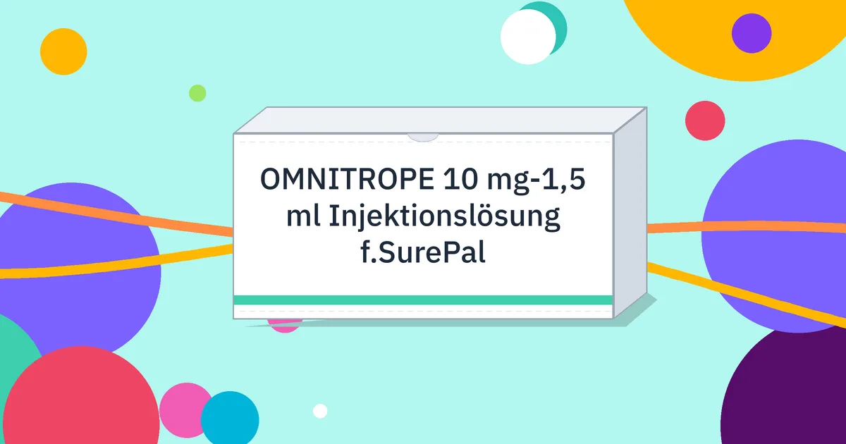 Symbolbild: Packung mit der Aufschrift OMNITROPE 10 mg-1,5 ml Injektionslösung f.SurePal (PZN 13625492) – Verfügbarkeit und Bezug in Apotheken in Frankfurt am Main