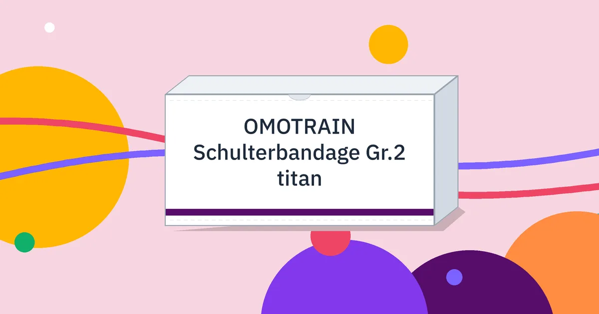 Symbolbild: Packung mit der Aufschrift OMOTRAIN Schulterbandage Gr.2 titan (PZN 03209338) – Verfügbarkeit und Bezug in Apotheken in Frankfurt am Main