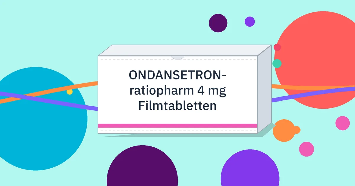 Symbolbild: Packung mit der Aufschrift ONDANSETRON-ratiopharm 4 mg Filmtabletten (PZN 04908305) – Verfügbarkeit und Bezug in Apotheken in Frankfurt am Main
