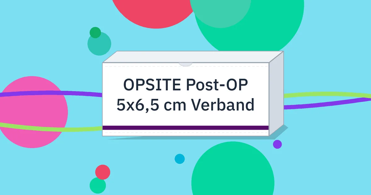 Symbolbild: Packung mit der Aufschrift OPSITE Post-OP 5x6,5 cm Verband (PZN 11184612) – Verfügbarkeit und Bezug in Apotheken in Frankfurt am Main