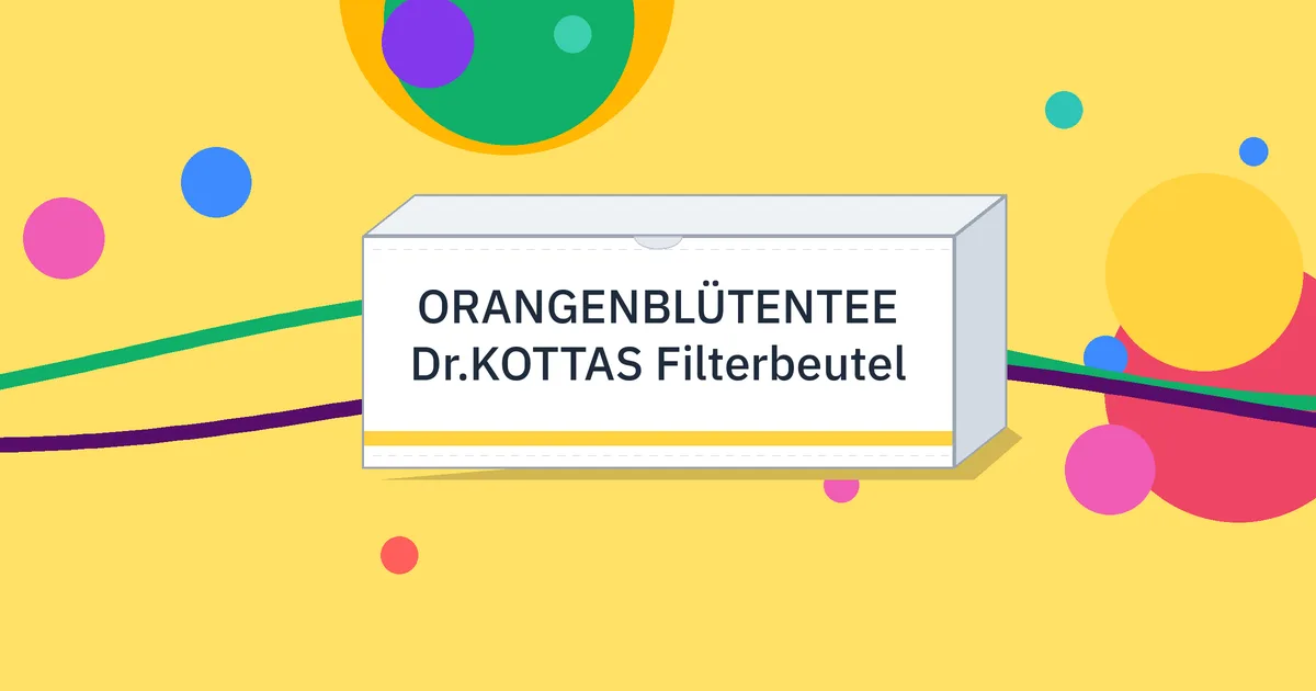 Symbolbild: Packung mit der Aufschrift ORANGENBLÜTENTEE Dr.KOTTAS Filterbeutel (PZN 09919845) – Verfügbarkeit und Bezug in Apotheken in Frankfurt am Main