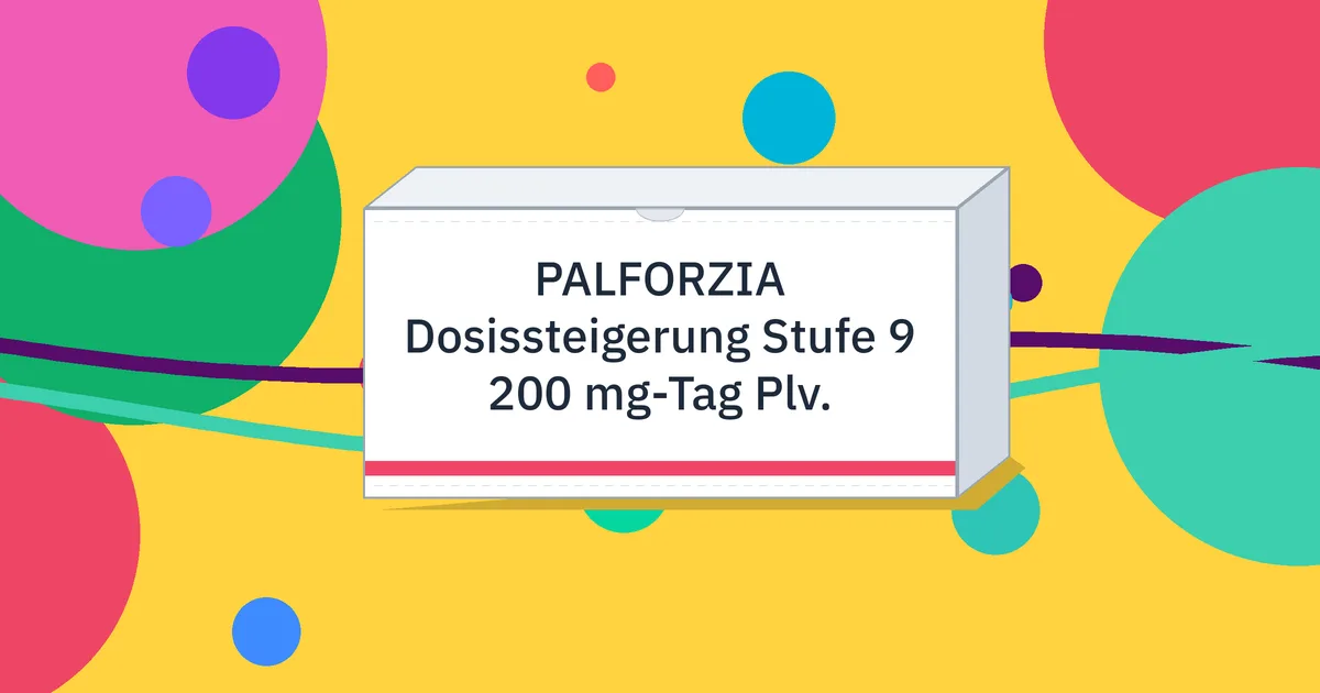 Symbolbild: Packung mit der Aufschrift PALFORZIA Dosissteigerung Stufe 9 200 mg-Tag Plv. (PZN 16903276) – Verfügbarkeit und Bezug in Apotheken in Frankfurt am Main