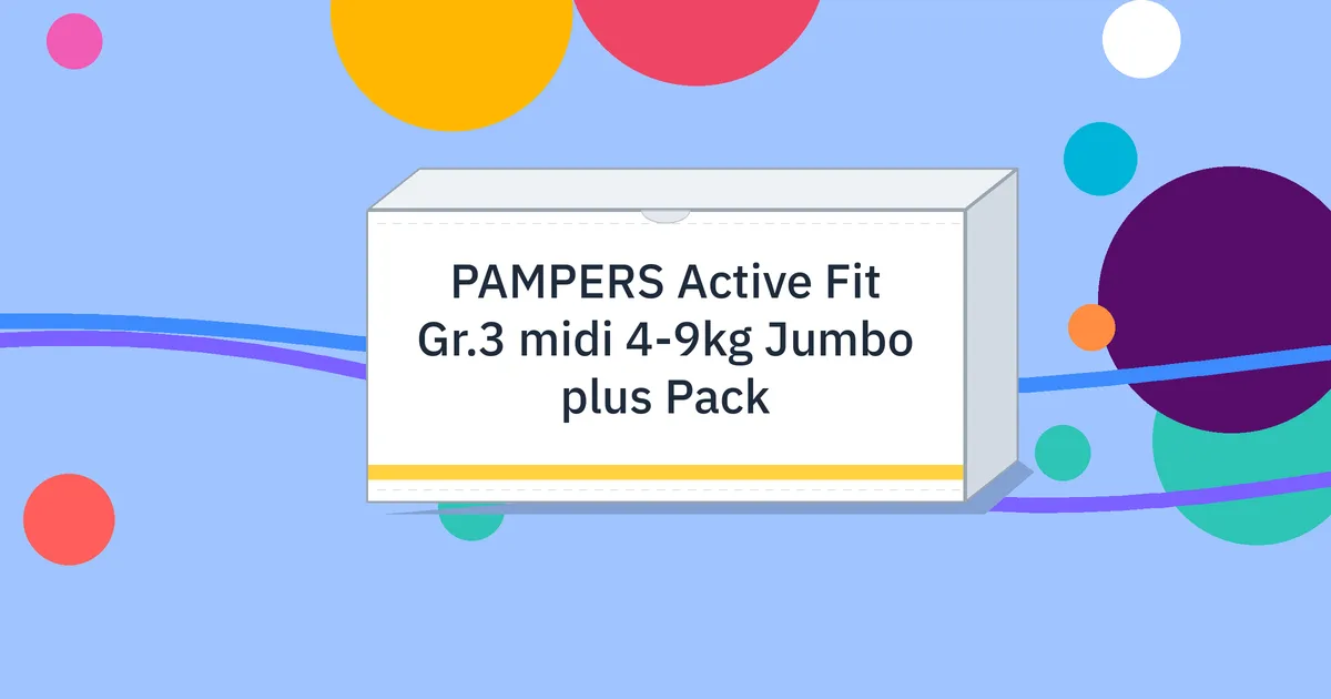 Symbolbild: Packung mit der Aufschrift PAMPERS Active Fit Gr.3 midi 4-9kg Jumbo plus Pack (PZN 03073169) – Verfügbarkeit und Bezug in Apotheken in Frankfurt am Main