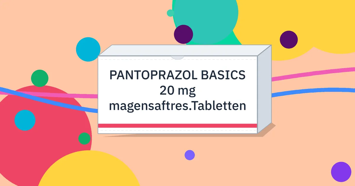 Symbolbild: Packung mit der Aufschrift PANTOPRAZOL BASICS 20 mg magensaftres.Tabletten (PZN 10234058) – Verfügbarkeit und Bezug in Apotheken in Frankfurt am Main