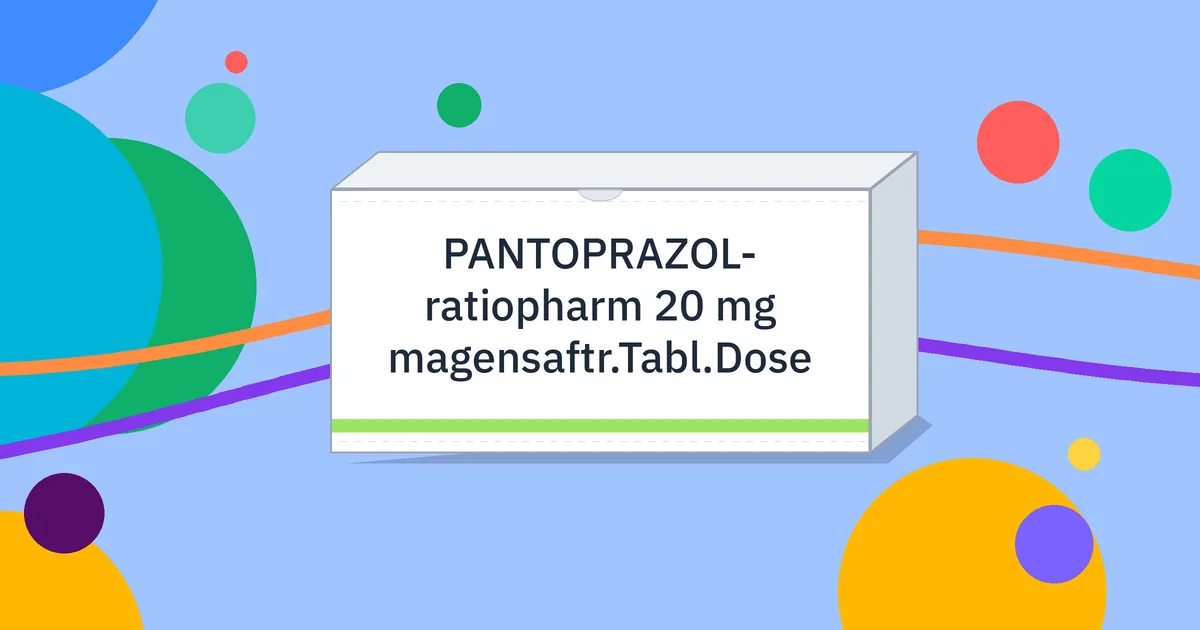 Symbolbild: Packung mit der Aufschrift PANTOPRAZOL-ratiopharm 20 mg magensaftr.Tabl.Dose (PZN 19535815) – Verfügbarkeit und Bezug in Apotheken in Frankfurt am Main