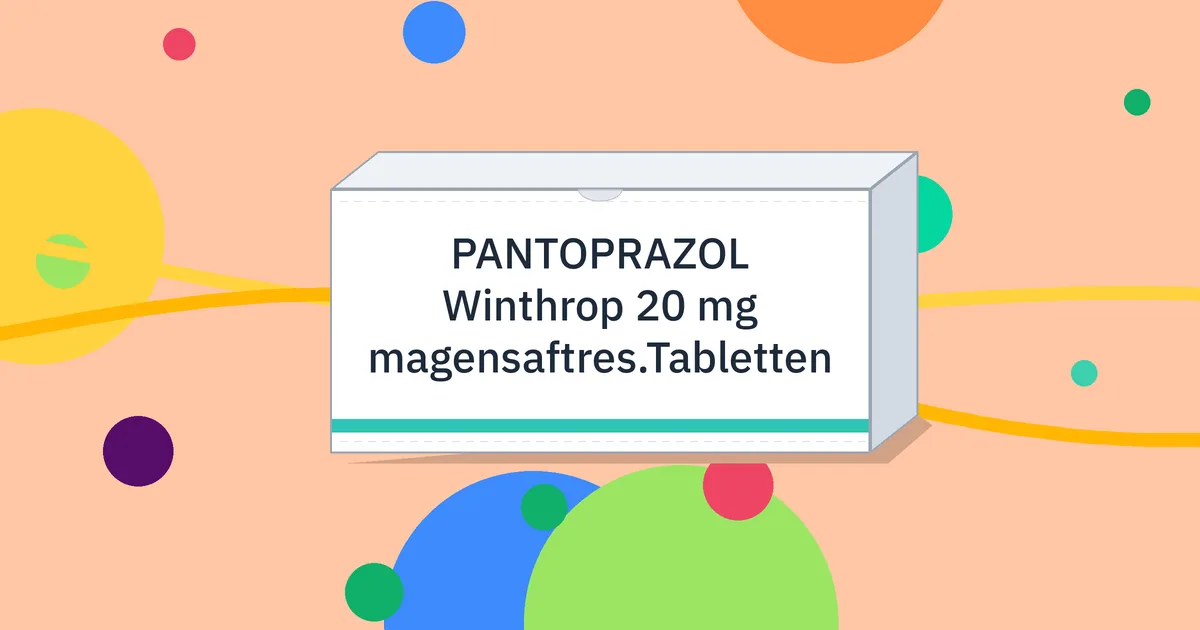 Symbolbild: Packung mit der Aufschrift PANTOPRAZOL Winthrop 20 mg magensaftres.Tabletten (PZN 09190657) – Verfügbarkeit und Bezug in Apotheken in Frankfurt am Main