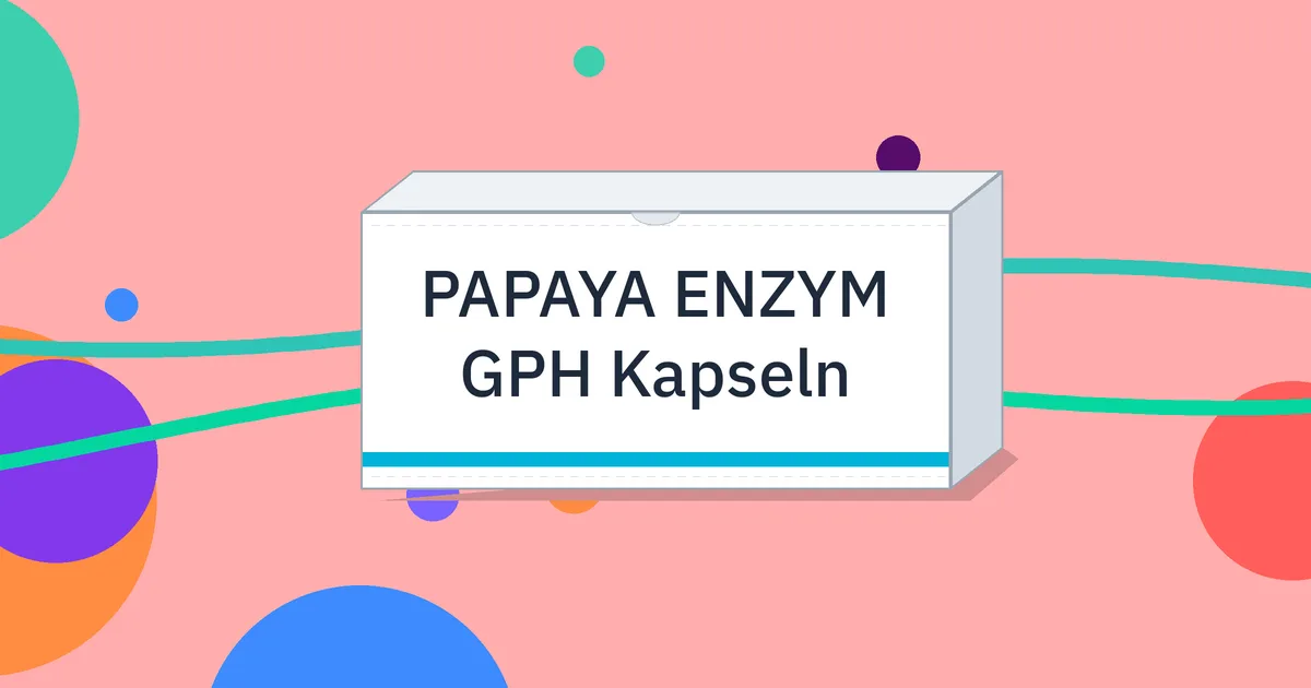 Symbolbild: Packung mit der Aufschrift PAPAYA ENZYM GPH Kapseln (PZN 03453216) – Verfügbarkeit und Bezug in Apotheken in Frankfurt am Main