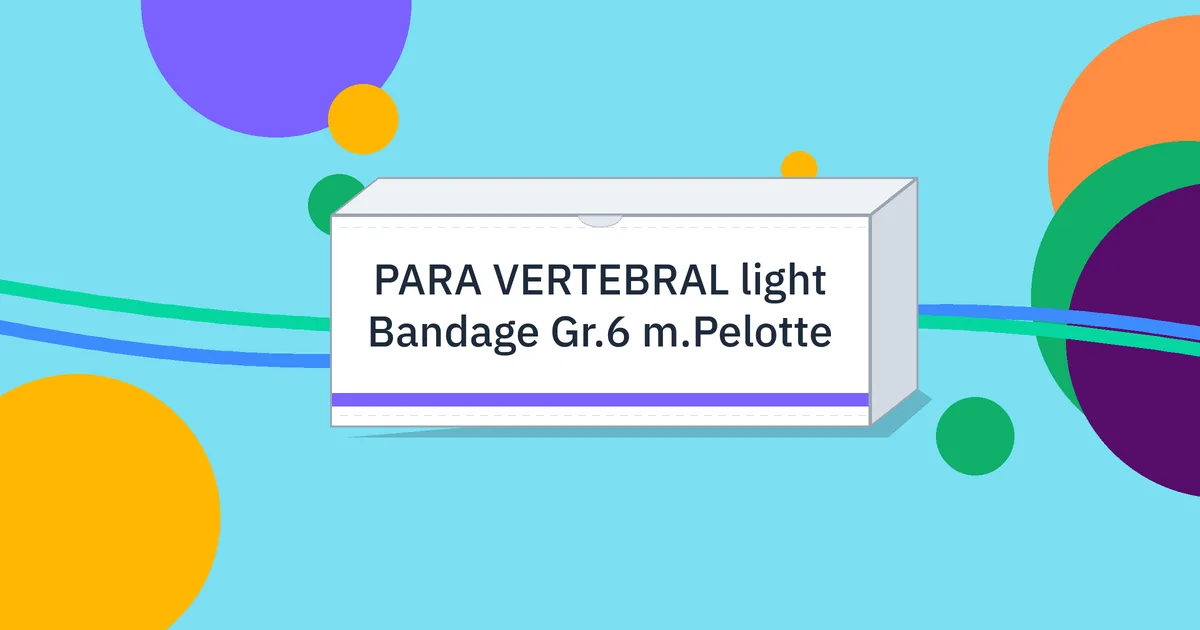 Symbolbild: Packung mit der Aufschrift PARA VERTEBRAL light Bandage Gr.6 m.Pelotte (PZN 06991138) – Verfügbarkeit und Bezug in Apotheken in Frankfurt am Main