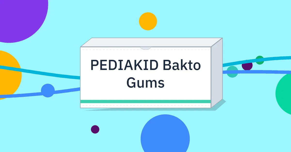 Symbolbild: Packung mit der Aufschrift PEDIAKID Bakto Gums (PZN 19209406) – Verfügbarkeit und Bezug in Apotheken in Frankfurt am Main