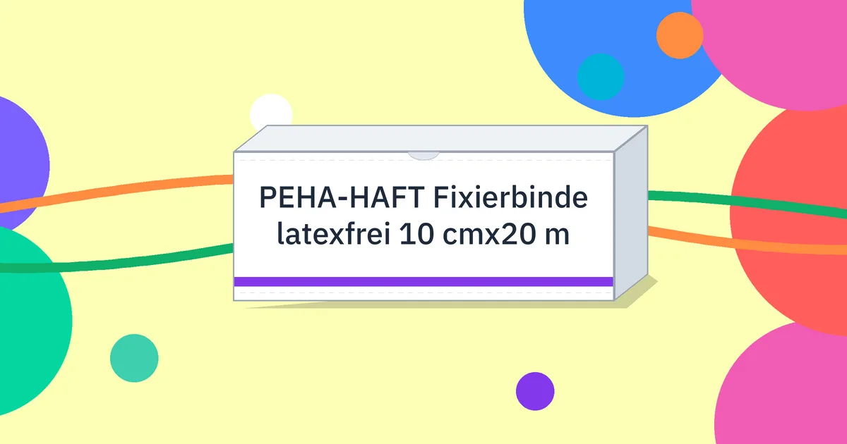 Symbolbild: Packung mit der Aufschrift PEHA-HAFT Fixierbinde latexfrei 10 cmx20 m (PZN 19156578) – Verfügbarkeit und Bezug in Apotheken in Frankfurt am Main