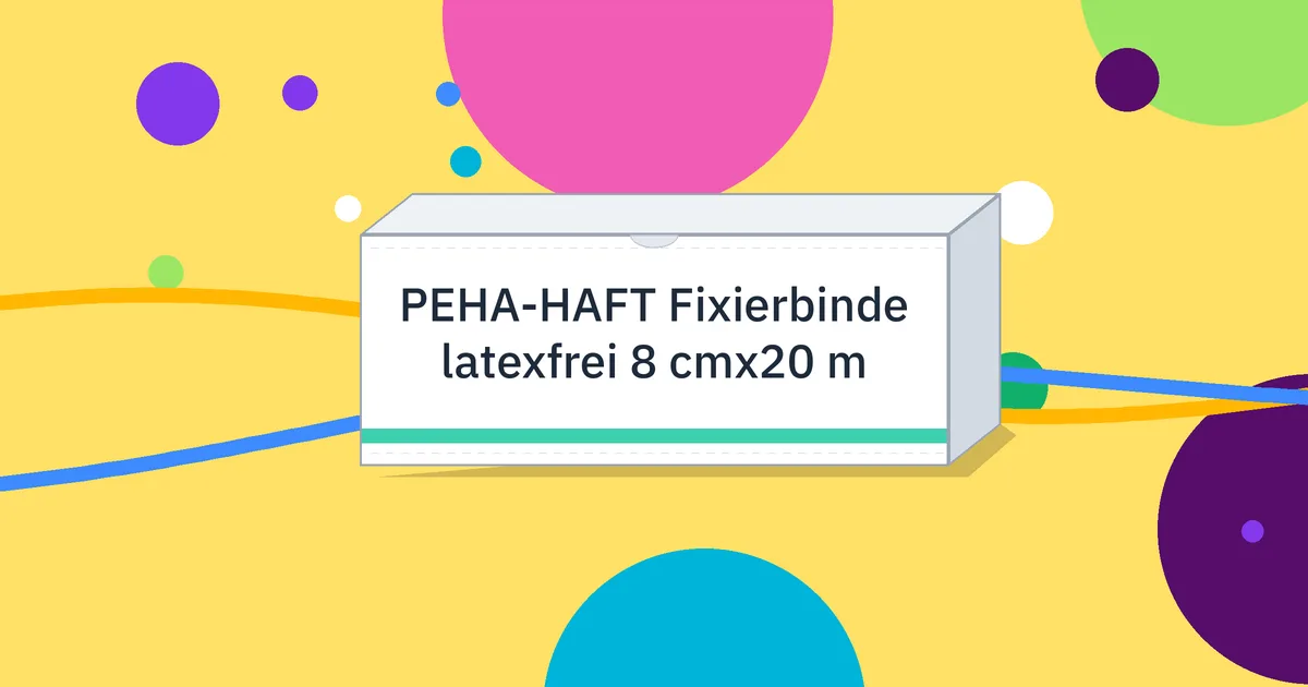 Symbolbild: Packung mit der Aufschrift PEHA-HAFT Fixierbinde latexfrei 8 cmx20 m (PZN 18010341) – Verfügbarkeit und Bezug in Apotheken in Frankfurt am Main