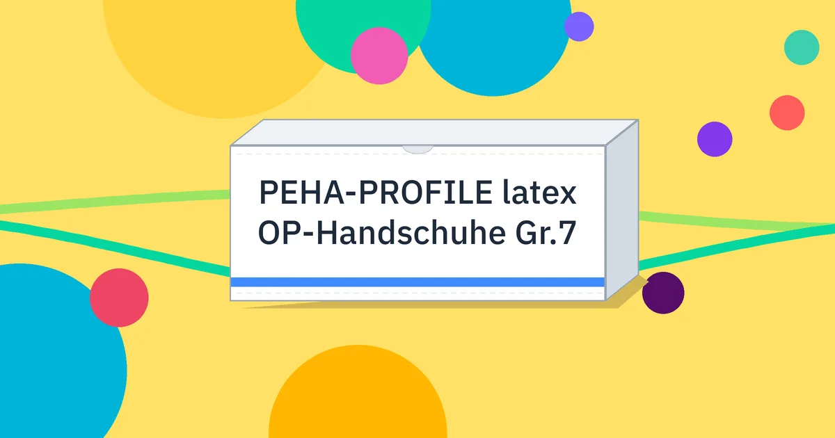 Symbolbild: Packung mit der Aufschrift PEHA-PROFILE latex OP-Handschuhe Gr.7 (PZN 10387307) – Verfügbarkeit und Bezug in Apotheken in Frankfurt am Main