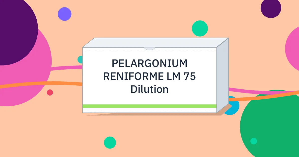 Symbolbild: Packung mit der Aufschrift PELARGONIUM RENIFORME LM 75 Dilution (PZN 13633505) – Verfügbarkeit und Bezug in Apotheken in Frankfurt am Main