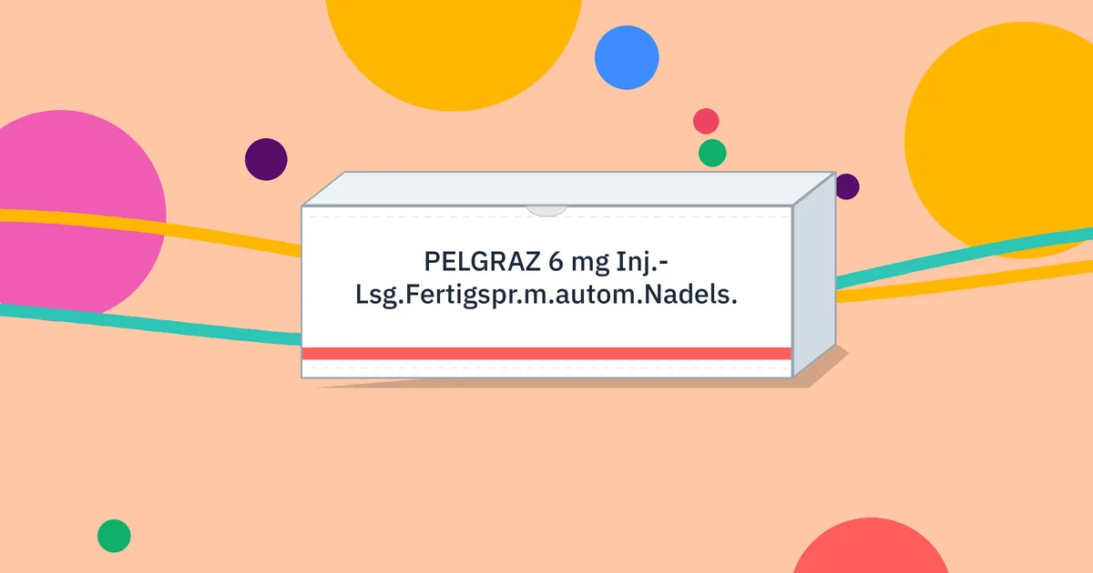 Symbolbild: Packung mit der Aufschrift PELGRAZ 6 mg Inj.-Lsg.Fertigspr.m.autom.Nadels. (PZN 16013789) – Verfügbarkeit und Bezug in Apotheken in Frankfurt am Main