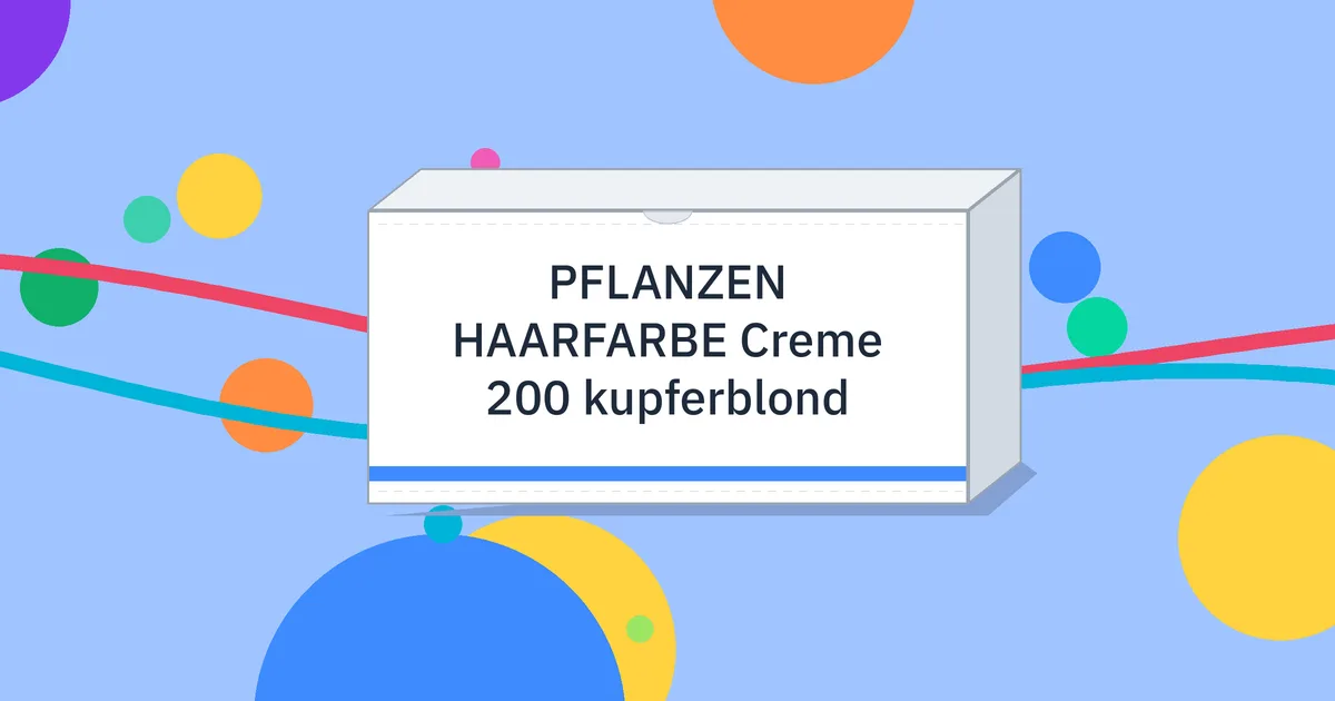 Symbolbild: Packung mit der Aufschrift PFLANZEN HAARFARBE Creme 200 kupferblond (PZN 12724157) – Verfügbarkeit und Bezug in Apotheken in Frankfurt am Main