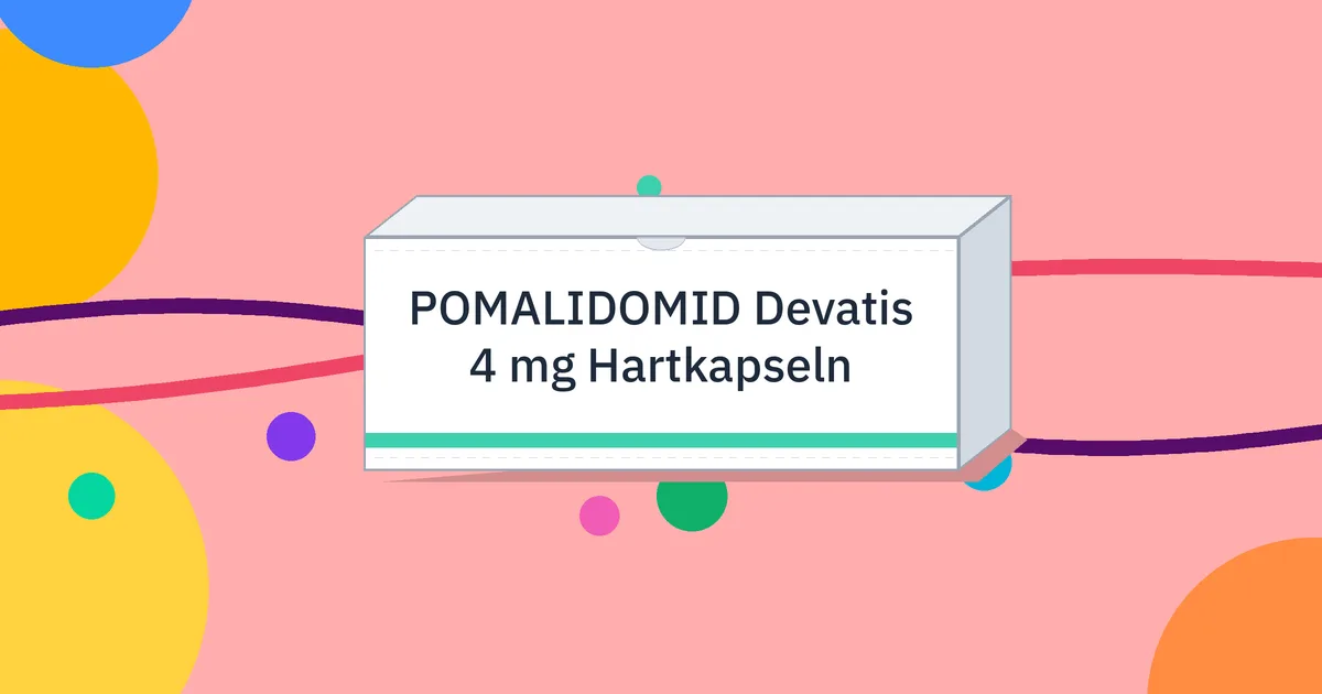 Symbolbild: Packung mit der Aufschrift POMALIDOMID Devatis 4 mg Hartkapseln (PZN 20045051) – Verfügbarkeit und Bezug in Apotheken in Frankfurt am Main