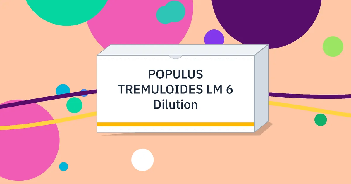 Symbolbild: Packung mit der Aufschrift POPULUS TREMULOIDES LM 6 Dilution (PZN 13664658) – Verfügbarkeit und Bezug in Apotheken in Frankfurt am Main
