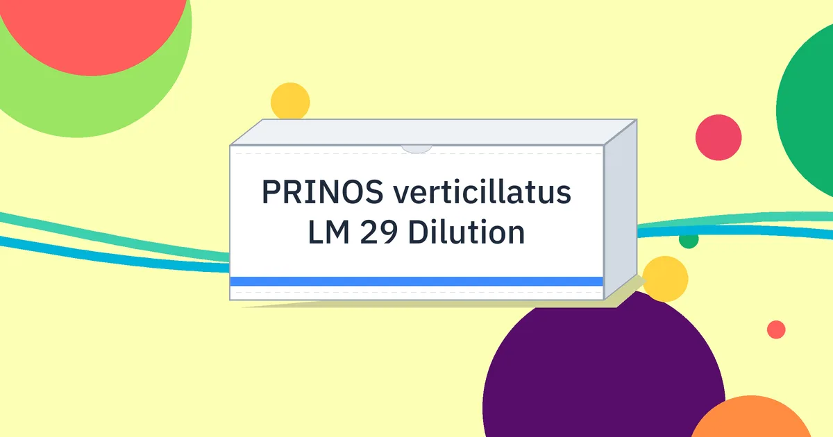 Symbolbild: Packung mit der Aufschrift PRINOS verticillatus LM 29 Dilution (PZN 13668188) – Verfügbarkeit und Bezug in Apotheken in Frankfurt am Main