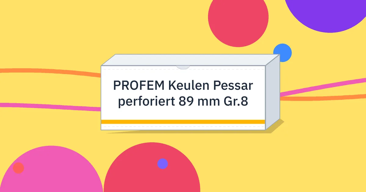 Symbolbild: Packung mit der Aufschrift PROFEM Keulen Pessar perforiert 89 mm Gr.8 (PZN 11671766) – Verfügbarkeit und Bezug in Apotheken in Frankfurt am Main