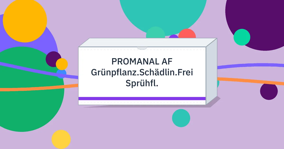 Symbolbild: Packung mit der Aufschrift PROMANAL AF Grünpflanz.Schädlin.Frei Sprühfl. (PZN 09427042) – Verfügbarkeit und Bezug in Apotheken in Frankfurt am Main