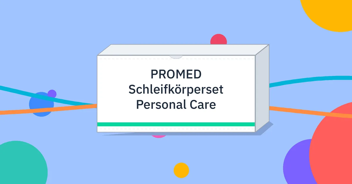 Symbolbild: Packung mit der Aufschrift PROMED Schleifkörperset Personal Care (PZN 10531000) – Verfügbarkeit und Bezug in Apotheken in Frankfurt am Main