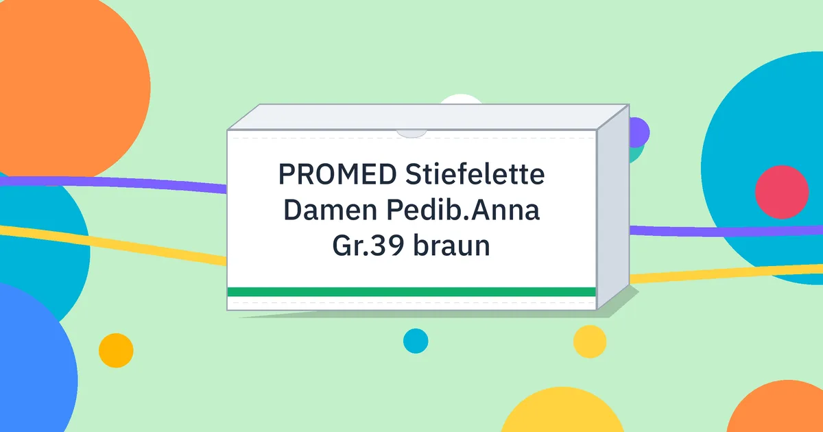 Symbolbild: Packung mit der Aufschrift PROMED Stiefelette Damen Pedib.Anna Gr.39 braun (PZN 11710093) – Verfügbarkeit und Bezug in Apotheken in Frankfurt am Main