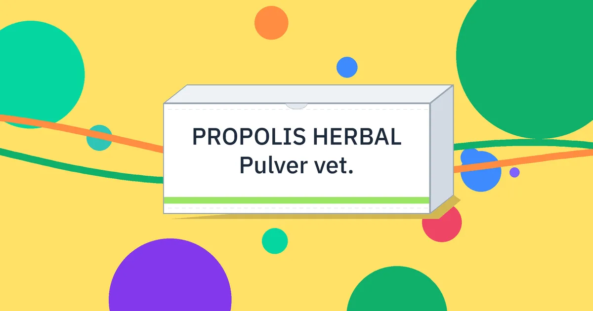 Symbolbild: Packung mit der Aufschrift PROPOLIS HERBAL Pulver vet. (PZN 13243632) – Verfügbarkeit und Bezug in Apotheken in Frankfurt am Main