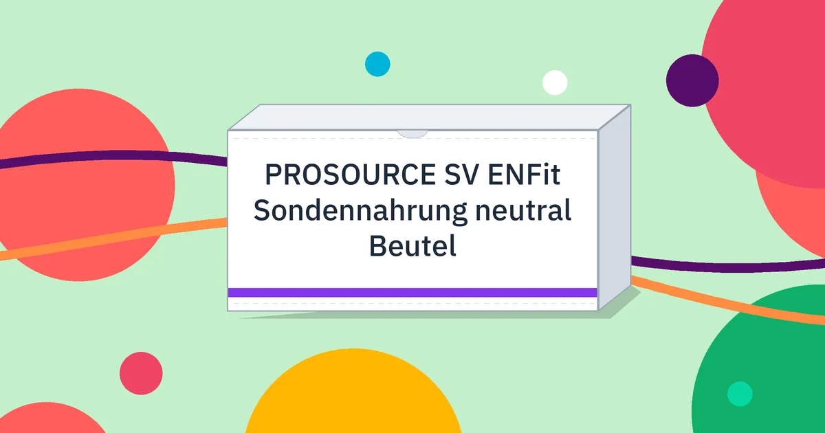 Symbolbild: Packung mit der Aufschrift PROSOURCE SV ENFit Sondennahrung neutral Beutel (PZN 19505990) – Verfügbarkeit und Bezug in Apotheken in Frankfurt am Main