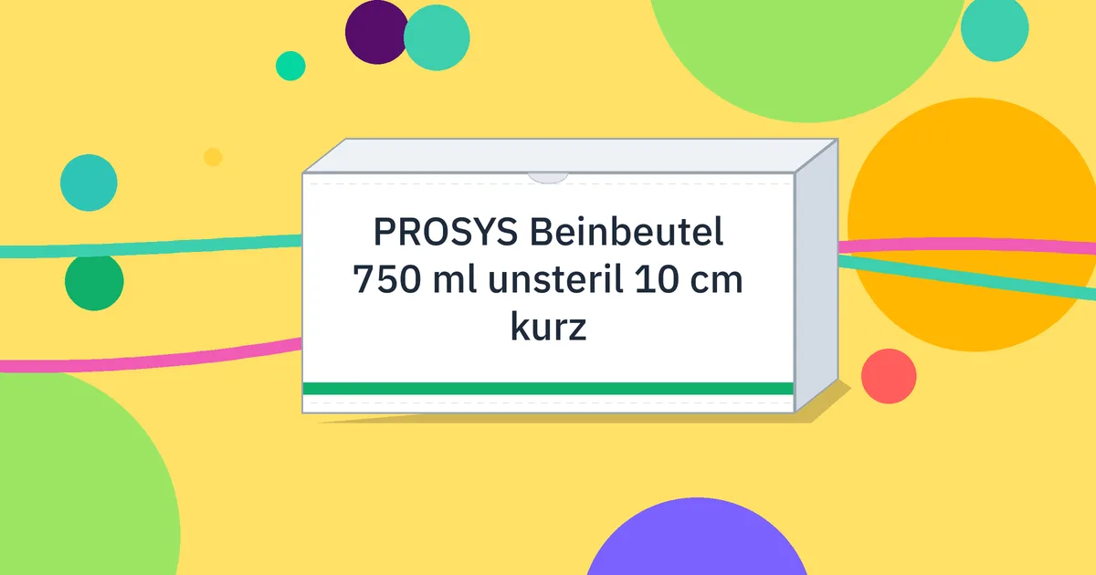 Symbolbild: Packung mit der Aufschrift PROSYS Beinbeutel 750 ml unsteril 10 cm kurz (PZN 11668735) – Verfügbarkeit und Bezug in Apotheken in Frankfurt am Main