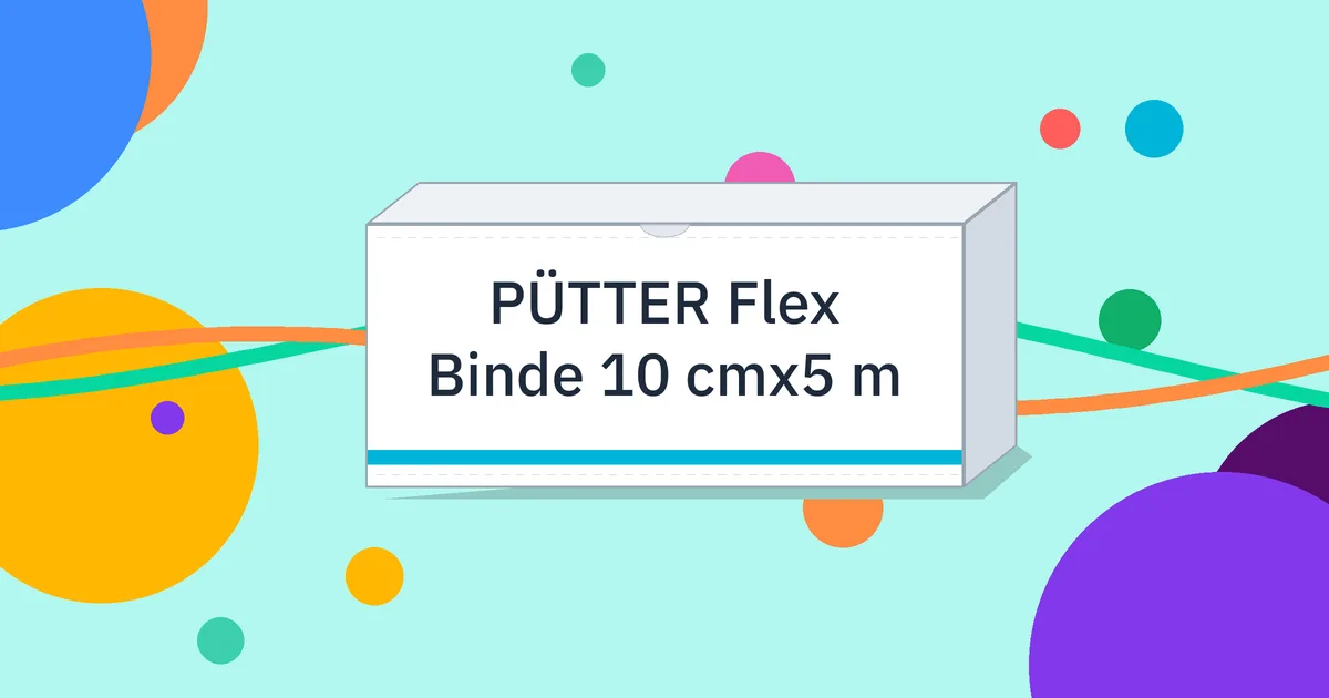 Symbolbild: Packung mit der Aufschrift PÜTTER Flex Binde 10 cmx5 m (PZN 16123578) – Verfügbarkeit und Bezug in Apotheken in Frankfurt am Main