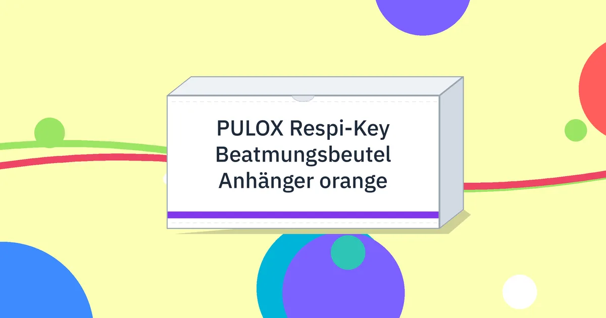Symbolbild: Packung mit der Aufschrift PULOX Respi-Key Beatmungsbeutel Anhänger orange (PZN 08430869) – Verfügbarkeit und Bezug in Apotheken in Frankfurt am Main