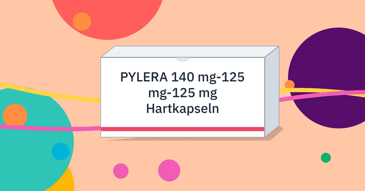 Symbolbild: Packung mit der Aufschrift PYLERA 140 mg-125 mg-125 mg Hartkapseln (PZN 16888795) – Verfügbarkeit und Bezug in Apotheken in Frankfurt am Main