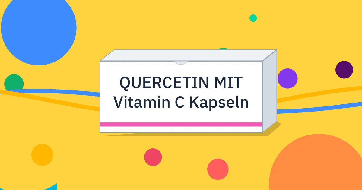 Symbolbild: Packung mit der Aufschrift QUERCETIN MIT Vitamin C Kapseln (PZN 12343685) – Verfügbarkeit und Bezug in Apotheken in Frankfurt am Main