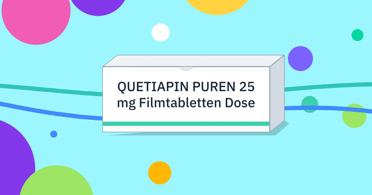 Symbolbild: Packung mit der Aufschrift QUETIAPIN PUREN 25 mg Filmtabletten Dose (PZN 11357449) – Verfügbarkeit und Bezug in Apotheken in Frankfurt am Main